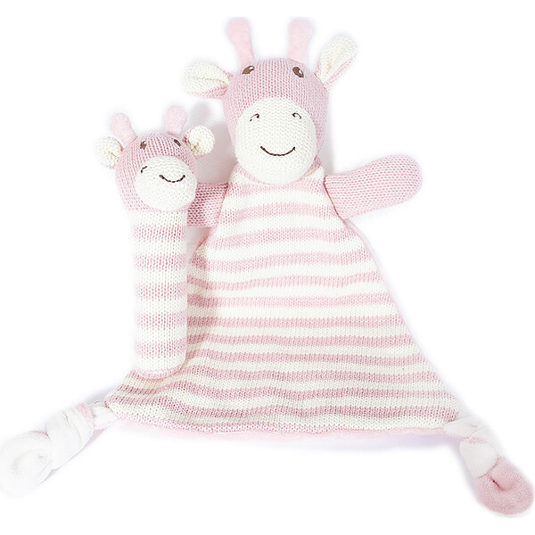 Knit Giraffe Lovie & Rattle Set, Pink - MON AMI Teethers & Rattles ...
