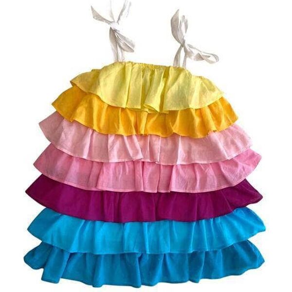 Linen Ruffle Sun Dress, Multi - Lola + The Boys Dresses | Maisonette