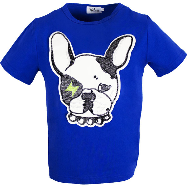 Frenchie Patch T-Shirt, Blue - Lola + The Boys Tops | Maisonette