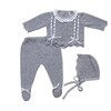 Knitted 3-Piece Set with Ribbons, Grey - Bee nene Tops | Maisonette