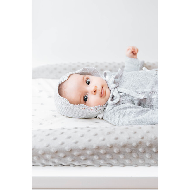 Knitted 3-Piece Set with Ribbons, Grey - Bee nene Tops | Maisonette