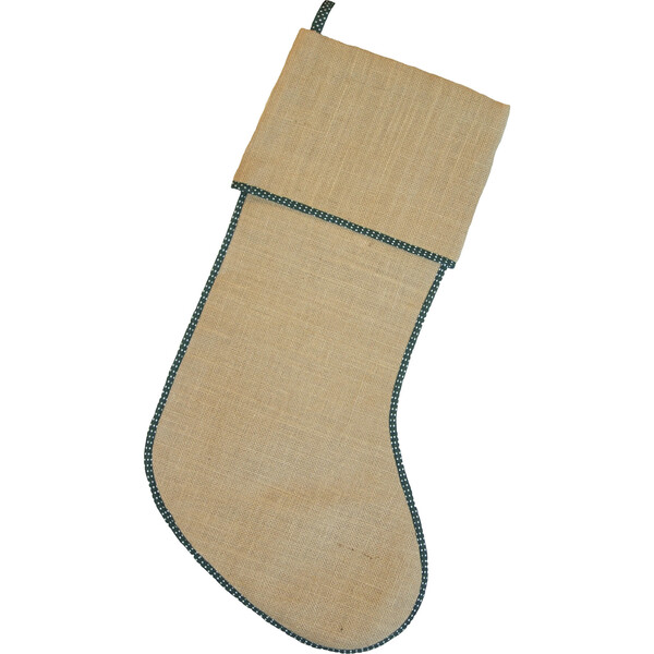 Jute Christmas Stocking, Green Piping - Arcadia Home Stockings & Tree ...