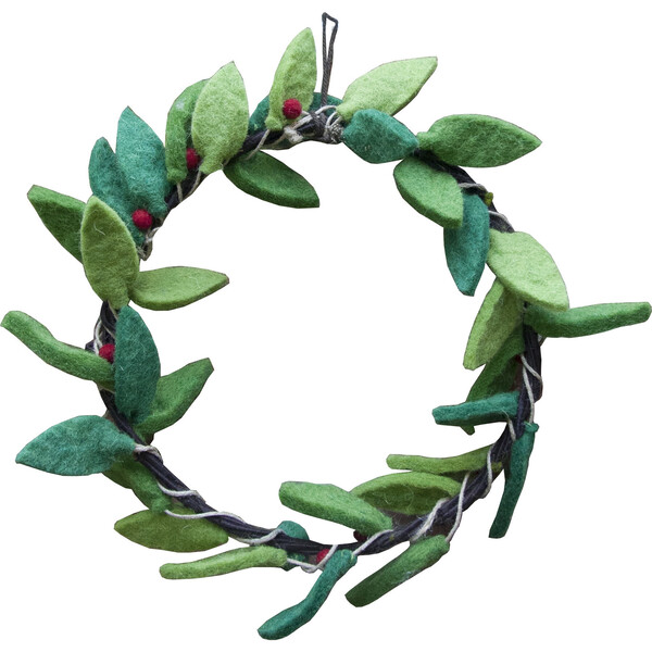 Leaf and Berry Wool Felt Wreath, Green - Fiona Walker England Wreaths ...