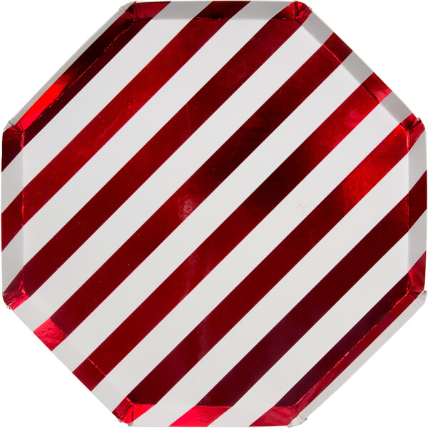 Shiny Red Stripe Dinner Plates - Meri Meri Party & Tabletop | Maisonette