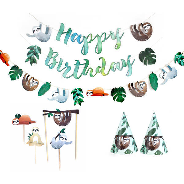Sloth Birthday Party Decoration Kit - Merrilulu Party Goods | Maisonette