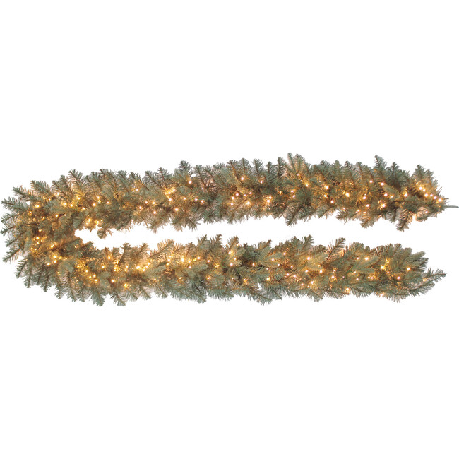 Pre-Lit LED Clustered Blue Spruce Garland, Warm White - Kurt Adler ...
