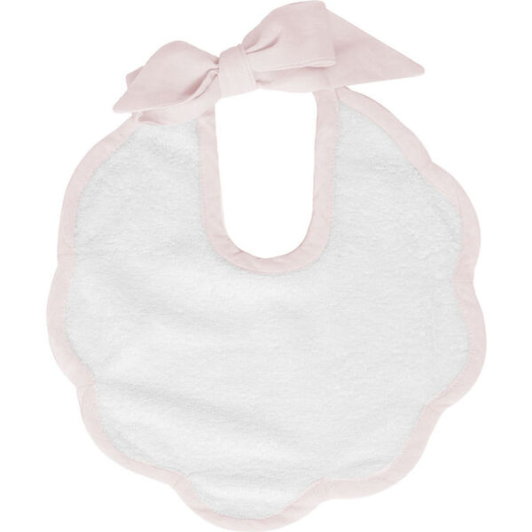 Scalloped Bib, Blossom Pink Linen - Louelle. Bibs | Maisonette