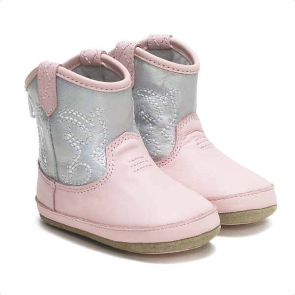Winona Western Leather Bootie, Pink - Robeez Shoes & Booties | Maisonette
