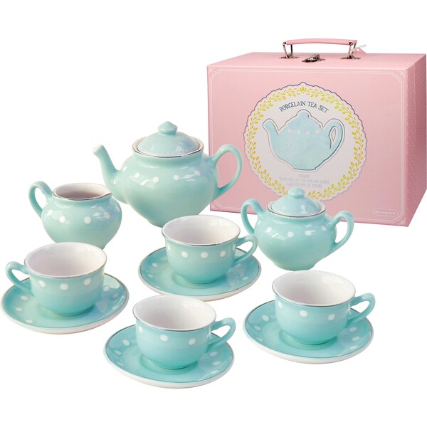 Porcelain Tea Set, Mint - Bright Stripes Play Food & Accessories ...