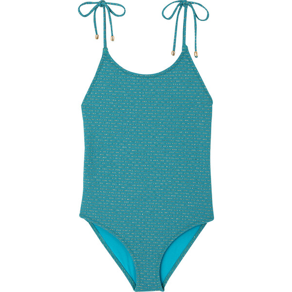 Bahamas Lurex One Piece, Emerald and Gold - Lison Paris Swim | Maisonette