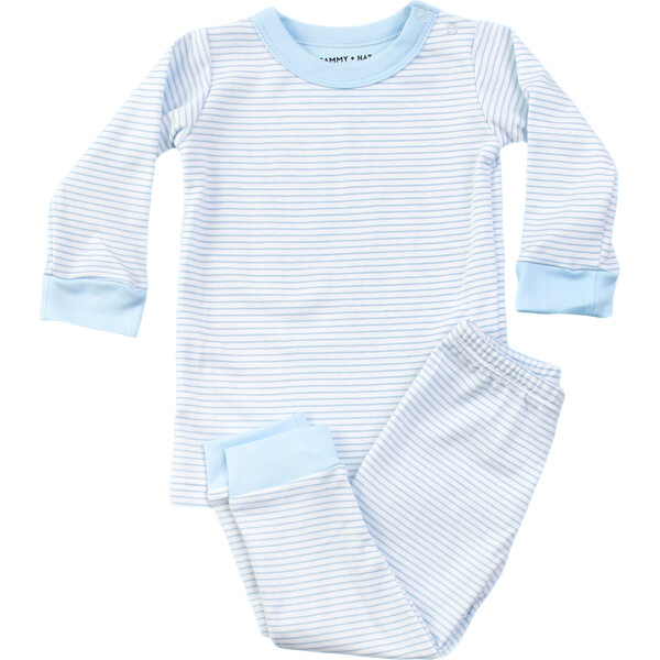Classic Stripe Pajama Set, Light Blue - Sammy + Nat Sleepwear | Maisonette