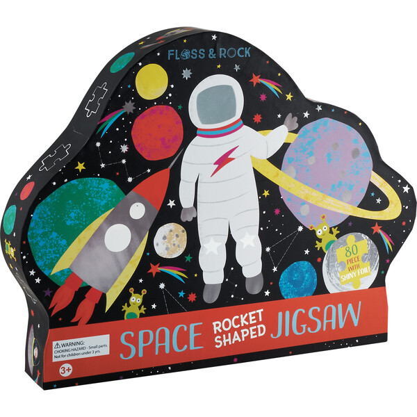 Space Rocket Shaped 80-Piece Puzzle - Floss & Rock Puzzles | Maisonette