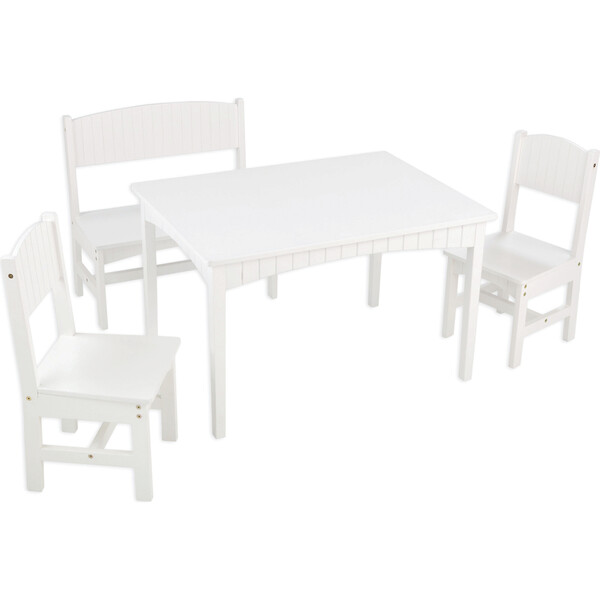 Nantucket Table with Bench and 2 Chair Set, White - KidKraft Kids ...