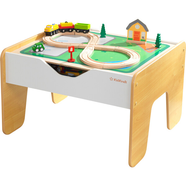 2-in-1 Activity Table with Board, Gray/Natural - KidKraft Play Tables ...