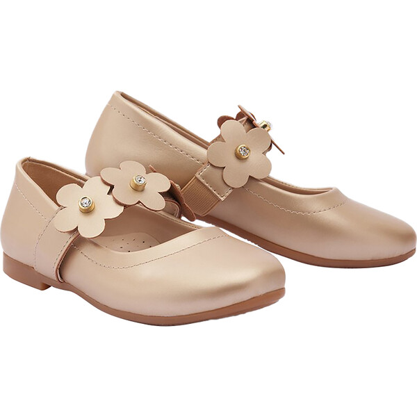 Flower Strap Flats, Gold - Perla Shoes & Booties | Maisonette