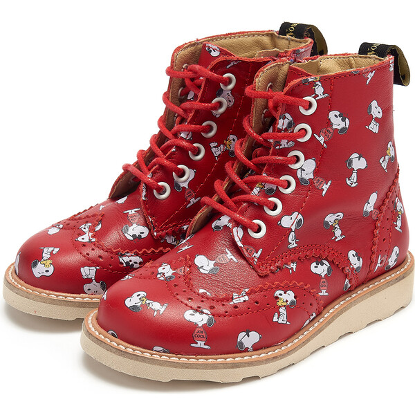 Sidney Brogue Boot Snoopy Red Printed Leather - Young Soles Shoes ...