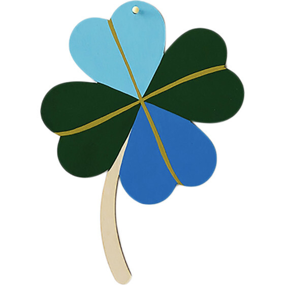 Handpainted Four-Leaf Clover Wall Charm, Blue - Cosmic Peace Studio ...