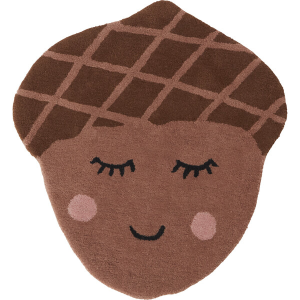 Smiling Acorn Rug, Chocolate Multi - Oyoy Rugs | Maisonette