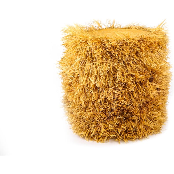 Fringed Woven Stool, Mustard - KAZI Goods Nursery Chairs & Ottomans ...