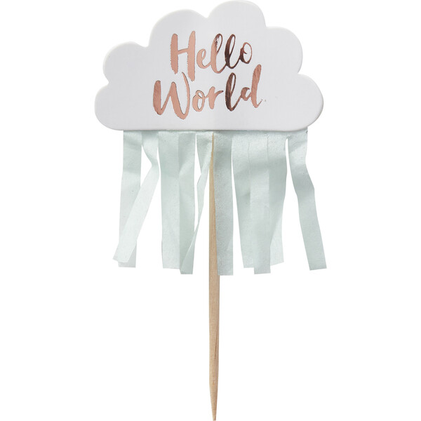 Hello World Cupcake Toppers, Rose Gold & Cloud - Ginger Ray Party Goods ...