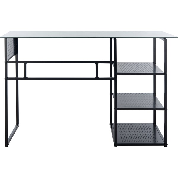 Xyla 3 Shelf Glass Top Desk, White/Black - Safavieh Play Tables & Desks ...