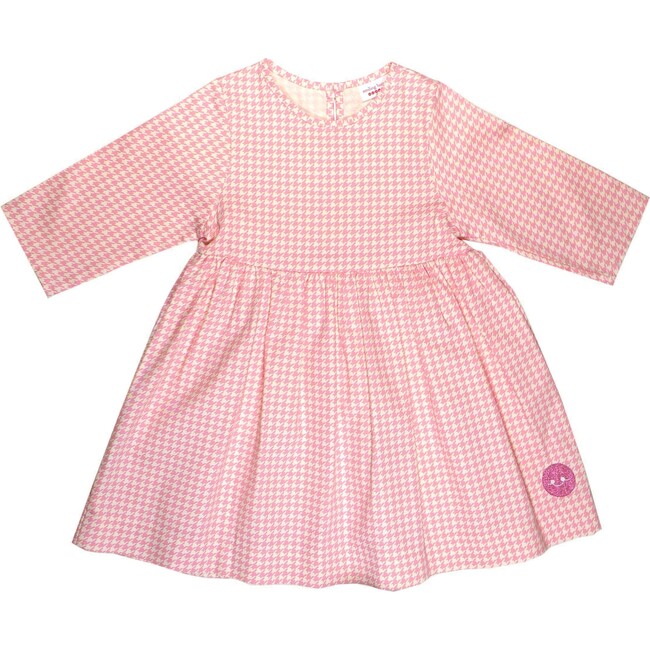 Winnie Dress, Pink Houndstooth - Smiling Button Dresses | Maisonette