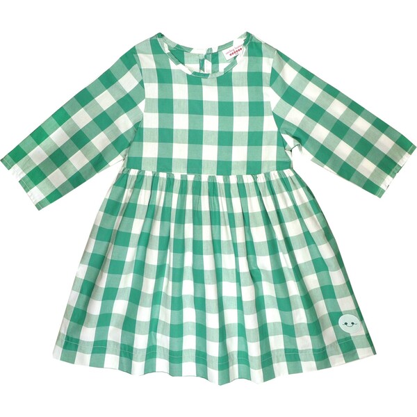 Winnie Dress, Forest Green Buffalo Check - Smiling Button Dresses ...
