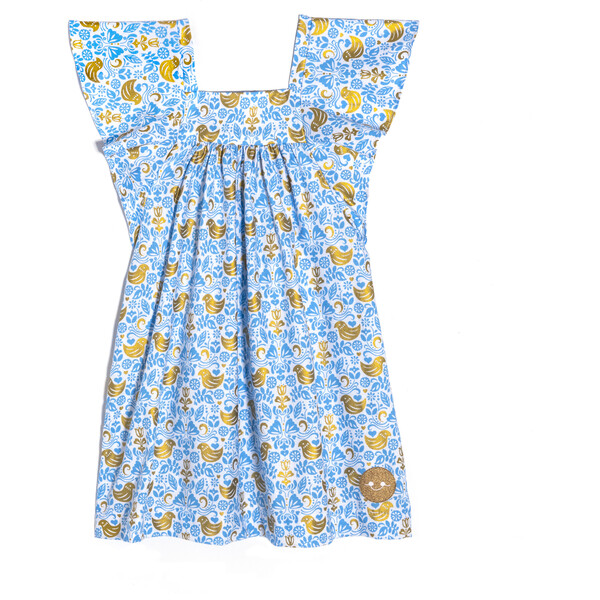 Flutter Dress, Golden Chickadee - Smiling Button Dresses | Maisonette