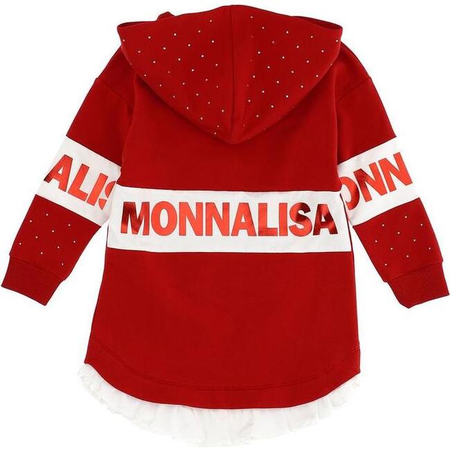 Logo Band Hooded Dress, Red - Monnalisa Dresses | Maisonette