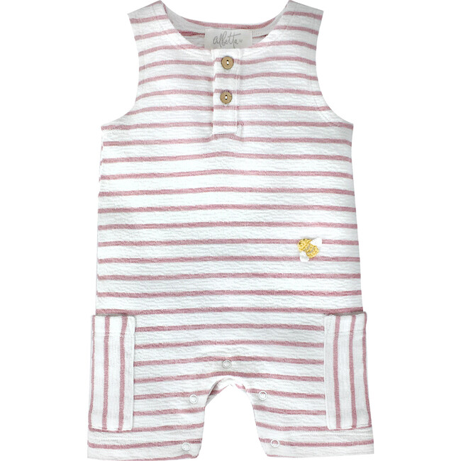 Crochet Mini Bee Pink Stripe Romper - Albetta Swim | Maisonette