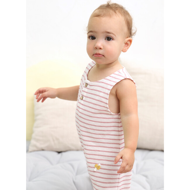 Crochet Mini Bee Pink Stripe Romper - Albetta Swim | Maisonette