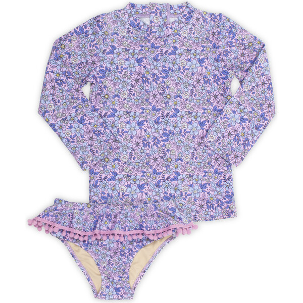 Rashguard Set, Purple Ditsy Floral - Shade Critters Swim | Maisonette