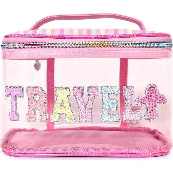 Travel Embellished Clear Train Case, Pink - OMG Accessories Bags ...