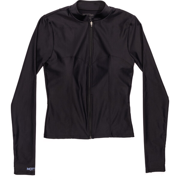 Womens Catherine Long Sleeve Zip Front Rash Guard, Solid Black - Mott50 ...