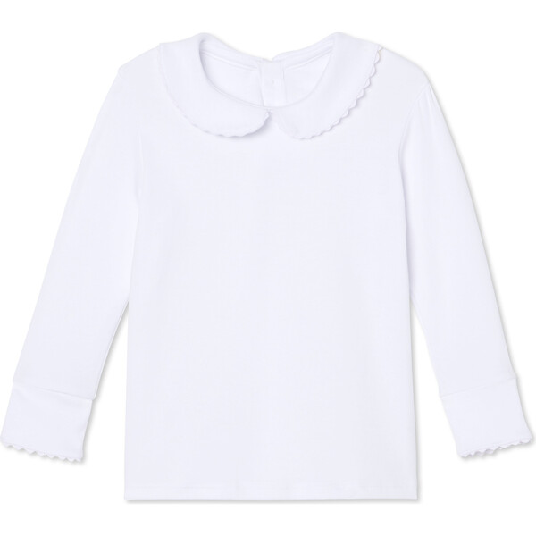 Long Sleeve Isabelle Peter Pan Top, Bright White with Bright White Ric ...