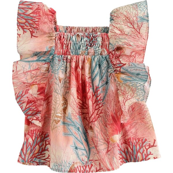 Coral Reef Ruffle Top, Pink - Nanos Tops | Maisonette
