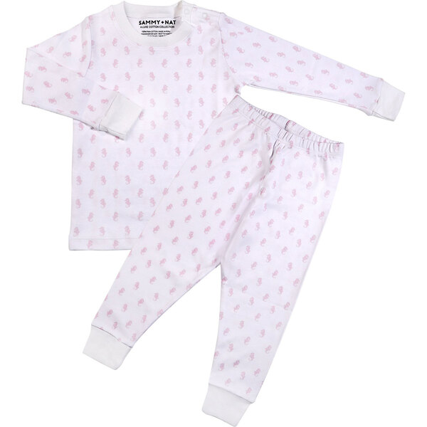 Tiny Seahorse Pajama Set, Pink - Sammy + Nat Sleepwear | Maisonette