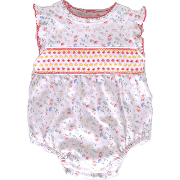 Madison Smocked Floral Bubble - Pineapple Sunshine Rompers | Maisonette