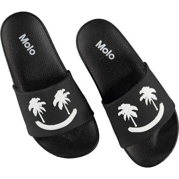 Smiley Flip Flops, Black - Molo Shoes | Maisonette