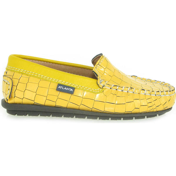 Plain Moccasins In Leather, Yellow - Atlanta Mocassin Shoes | Maisonette