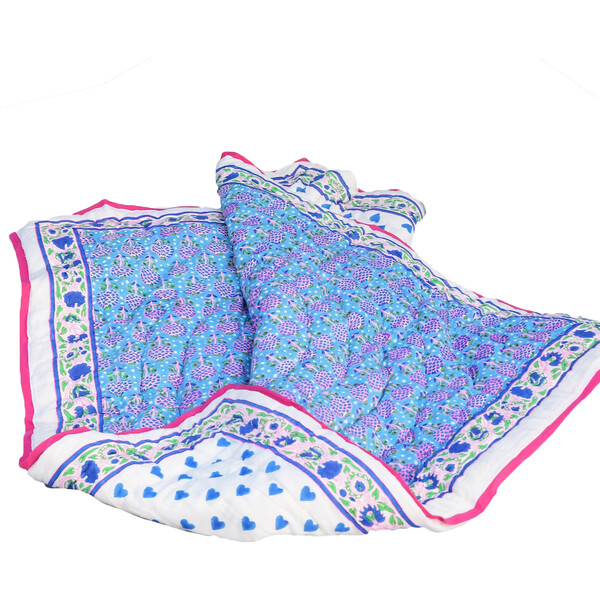 Baby Blanket, London & Cornflower Blue - SZ Blockprints Blankets ...