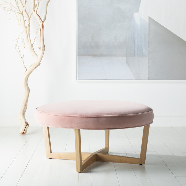 Tabby Velvet Ottoman Blush Safavieh Nursery Chairs And Ottomans
