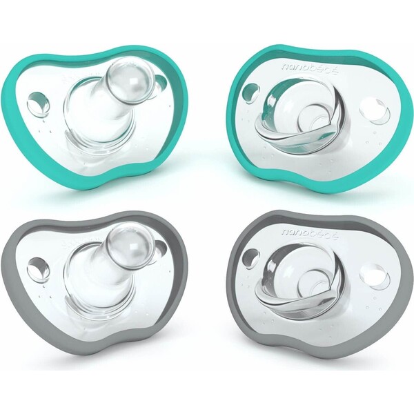 Flexy Pacifier, Teal & Grey 4pk Count - Nanobebe Teethers & Rattles ...