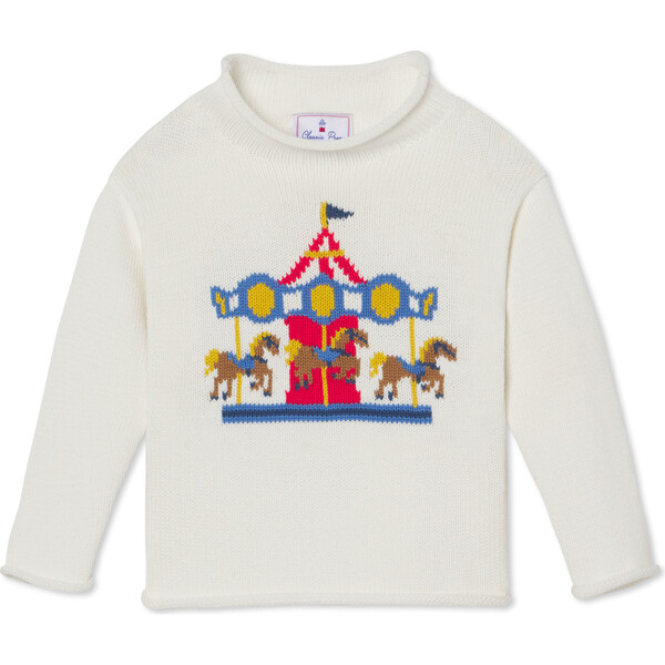 Fraser Carousel Intarsia Sweater, Cannoli Cream - Classic Prep Sweaters ...