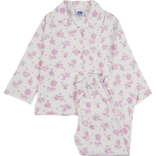 Kitten Pajama, Pink / Cat Print - Trotters London Sleepwear | Maisonette