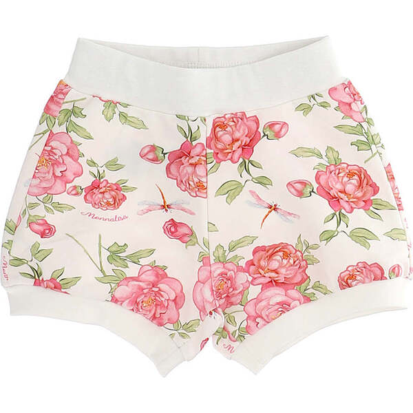 Floral Rose Print Shorts, Cream - Monnalisa Shorts | Maisonette