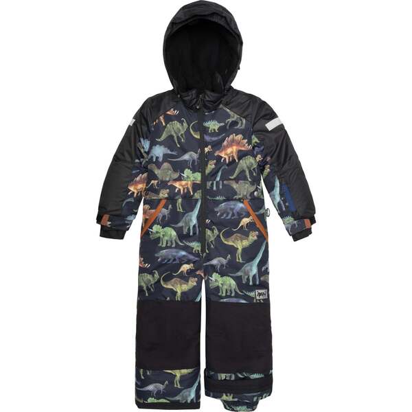 One Piece Snowsuit, Printed Dinosaurs Black - Deux par Deux Outerwear ...