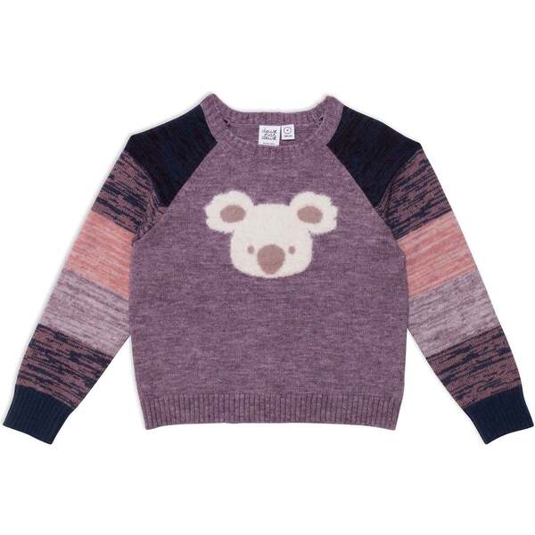 Long Sleeve Knitted Koala Sweater, Purple With Koala Pattern - Deux par ...