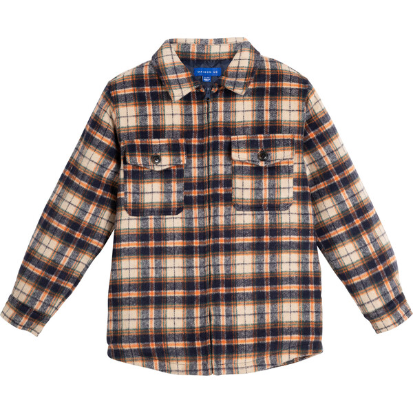 Charlie Shacket, Navy & Orange Plaid - Maison Me Mommy & Me Shop ...