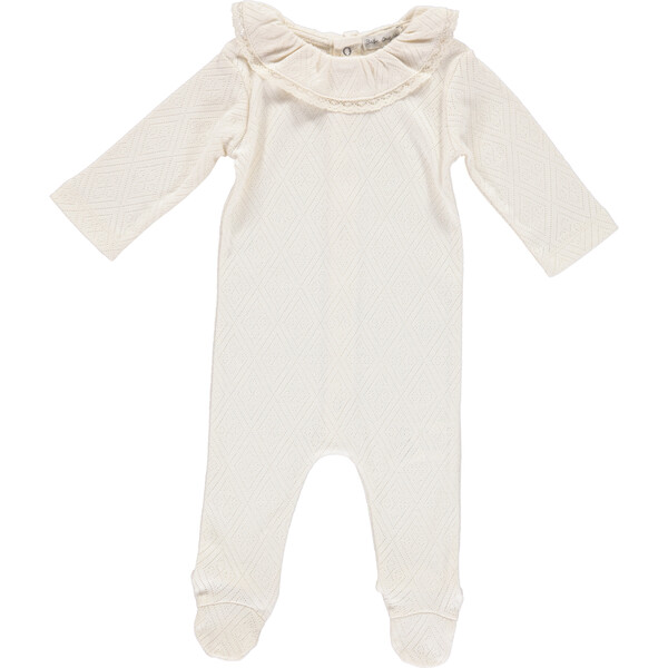 Bebe Lace Overall, Natural Pointelle - Bebe Organic Pants | Maisonette